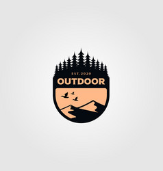 Pine tree outdoor symbol logo design vintage Vector Image