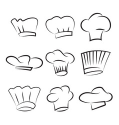 White chef hats and caps set Royalty Free Vector Image