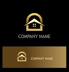 House building gold company logo Royalty Free Vector Image
