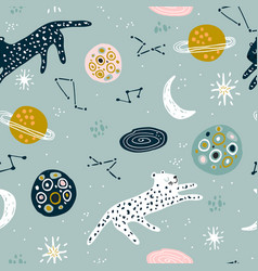 Childish seamless pattern with hand drawn space Vector Image