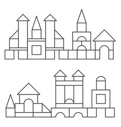 Outline block building towers for coloring book Vector Image