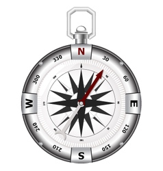Silver compass for travels and outdoorsman Vector Image