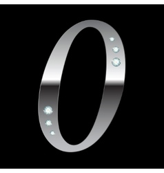 Silver metallic number zero Royalty Free Vector Image