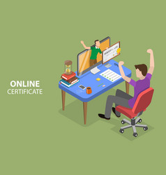 Graduation flat isometric concept Royalty Free Vector Image