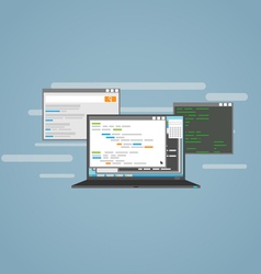 Devops software development icon set coding Vector Image