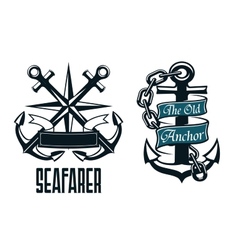 Hammerhead shark and anchor heraldic icon Vector Image