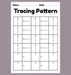 Tracing pattern left curve lines worksheet Vector Image