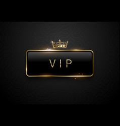 Vip black label with golden frame sparks and crown
