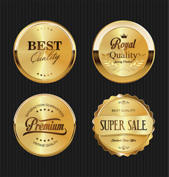 Golden sticker labels Royalty Free Vector Image