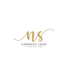 Ns initial handwriting logo with rectangle Vector Image