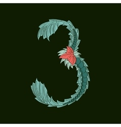 Abstract number 3 logo icon in Blue tropical Vector Image
