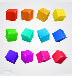 Three-dimensional red cube with eyes Royalty Free Vector