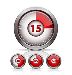 Green clock icons with red minutes charts Vector Image