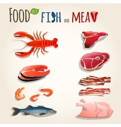 Fish and meat set Royalty Free Vector Image - VectorStock