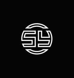 Sy monogram logo circle ribbon style outline Vector Image
