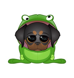 Cartoon fat frog sits and looks Royalty Free Vector Image