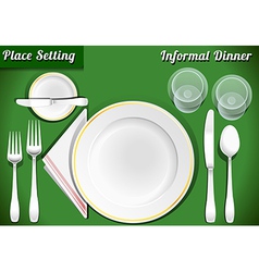 Set of Place Setting Informal Dinner Royalty Free Vector
