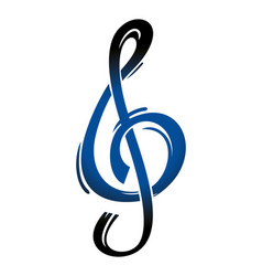 Black treble clef with wing Royalty Free Vector Image