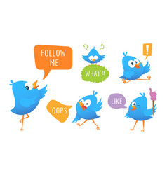 Cute blue bird cartoon flying Royalty Free Vector Image