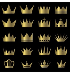 Set of crowns and detailed shields Royalty Free Vector Image