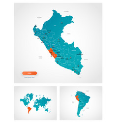 Editable template map peru with marks peru Vector Image