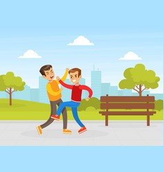 Two boys fighting and scratching part of bad kids Vector Image