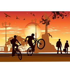 Bicycle mtb trick jump Royalty Free Vector Image