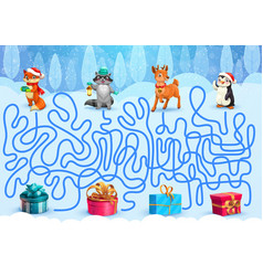 Maze game with giraffes and palm trees Royalty Free Vector