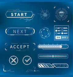 Set bright white futuristic buttons and charts Vector Image