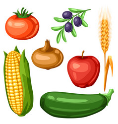 Fruits and vegetables group cartoon Royalty Free Vector