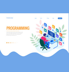 Isometric developing programming and coding Vector Image