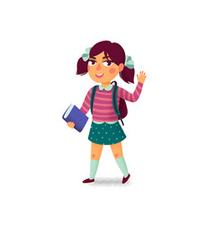 Group of pupils standing together with books and Vector Image