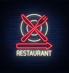 Food night set neon sing label and logo romantic Vector Image