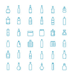 Glass bottles icons set Royalty Free Vector Image