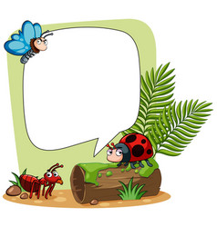 Border template with bugs in park Royalty Free Vector Image