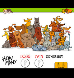 Counting cats and dogs educational game for kids Vector Image