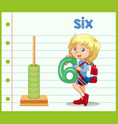 Little girl holding number six Royalty Free Vector Image