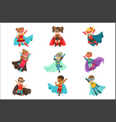 Super kids set boys and girls in superhero Vector Image