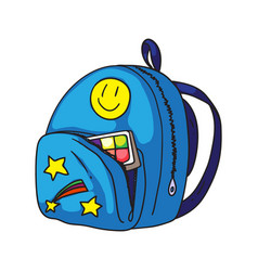 Kid backpack set cartoon side or front view Vector Image