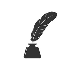 Vintage inkwell and feather Royalty Free Vector Image