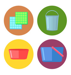 Set of isolated cleaning icon white Royalty Free Vector