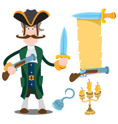 Pirate captain banner from an old parchment with Vector Image