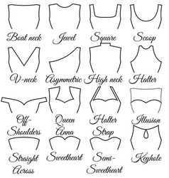 Types neck cuts outlines Royalty Free Vector Image