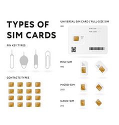Types sim cards colored Royalty Free Vector Image