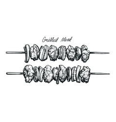 Shashlik with grilled meat Royalty Free Vector Image