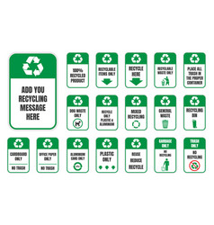Waste management labels set waste sorting Vector Image