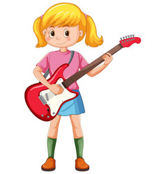 Cartoon girl with a guitar Royalty Free Vector Image