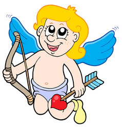 Flying cupid with magic wand Royalty Free Vector Image