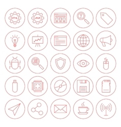 Programming Line Icons Circle Royalty Free Vector Image