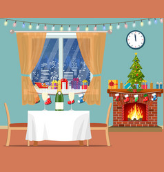 Christmas interior of the living room Royalty Free Vector